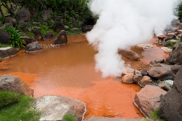 Blood Hell Hot Springs in Japan Stock Photo by leungchopan | PhotoDune