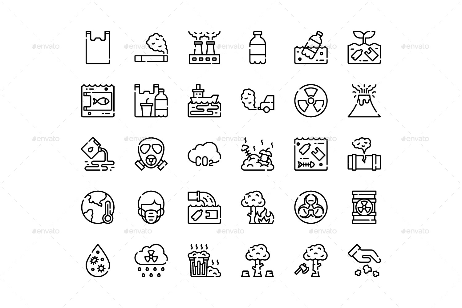 Pollution Icons, Icons | GraphicRiver