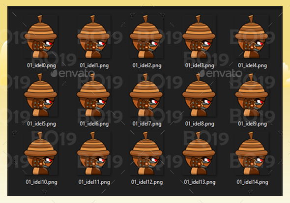 2d Game Assets Sprite Sheet: Angry Acorn, Game Assets | GraphicRiver