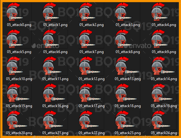 2D Game Assets Sprite Sheet: Angry Roman Acorn Monster Warrior (V2 ...