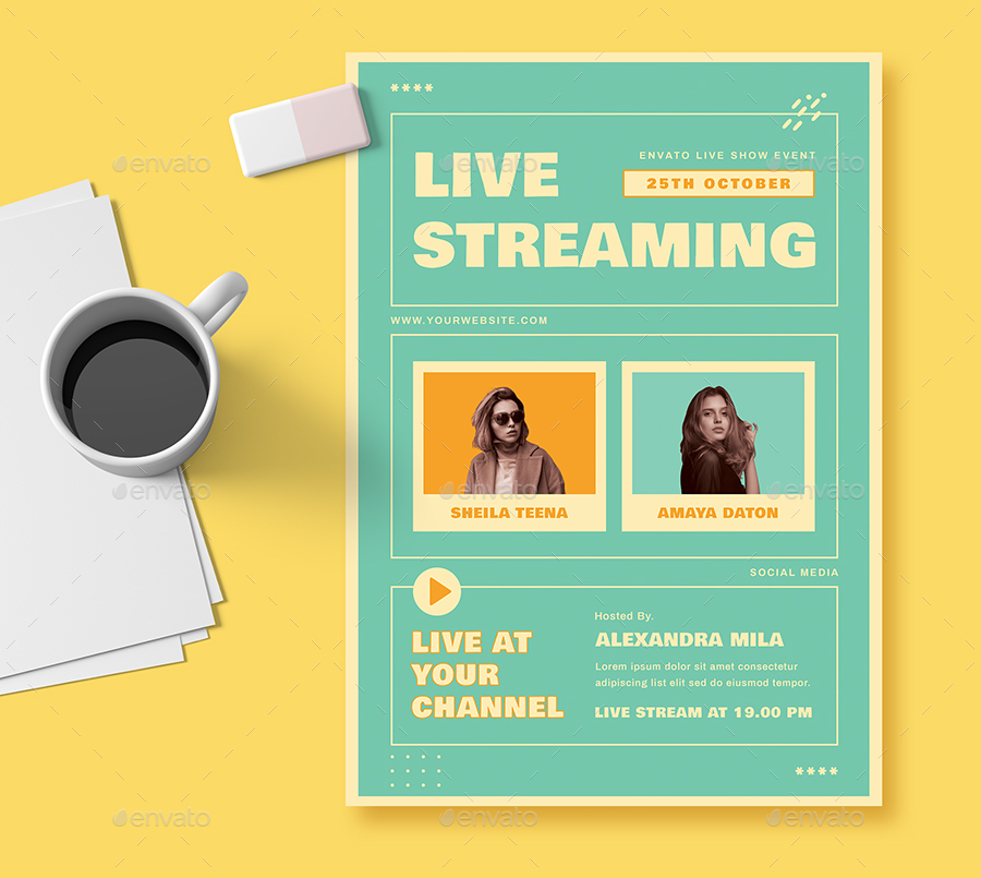 Live Stream Event Flyer Template, Print Templates | GraphicRiver