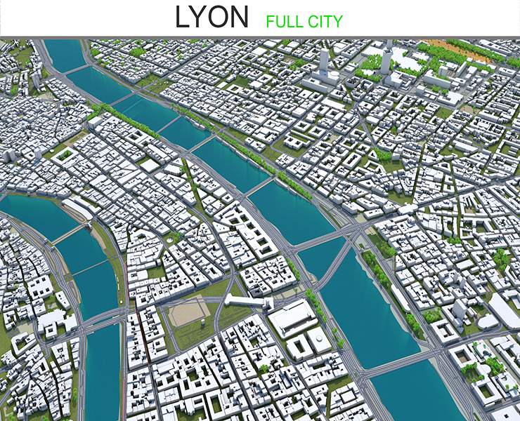 Lyon City France 3D Model 25Km by TurboCG | 3DOcean