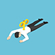 Isometric Exhausted Businessman with Wind-Up Key in His Back Lying on ...