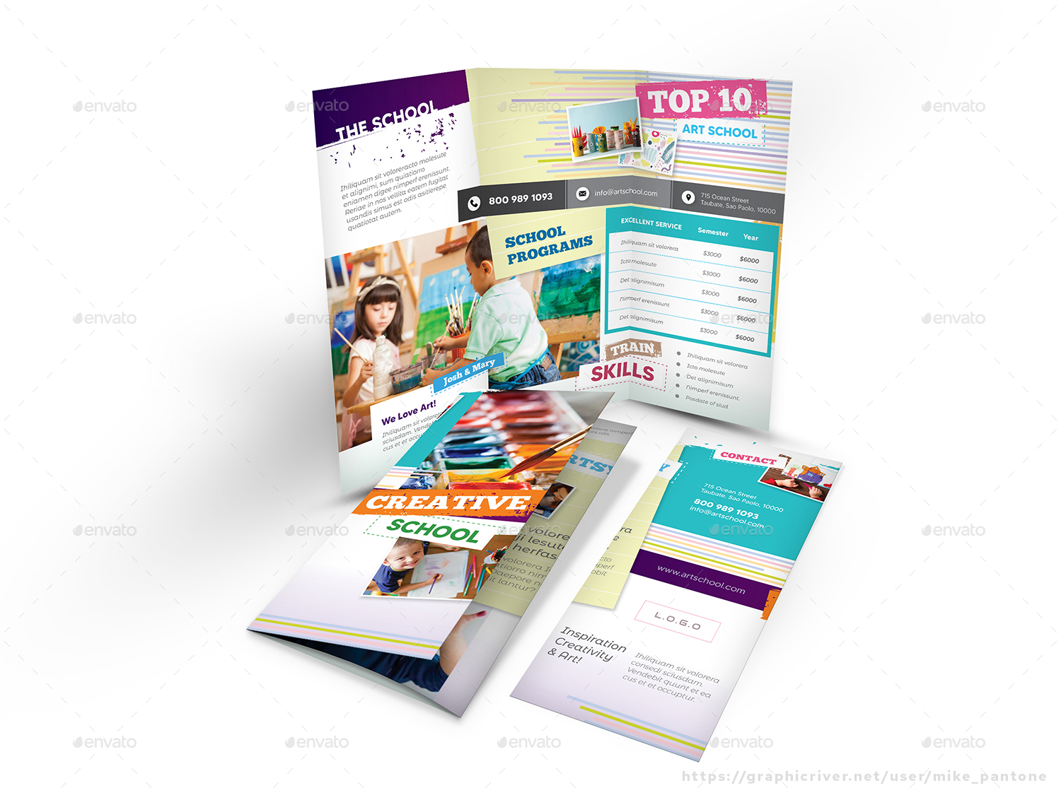 Art School Trifold Brochure, Print Templates | GraphicRiver