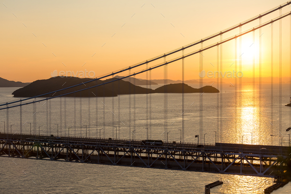 Japanese Great Seto Bridge at sunset Stock Photo by leungchopan | PhotoDune