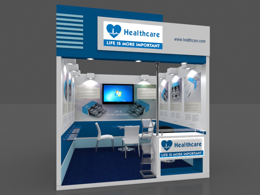 Exhibition Booth 3D Model - 3x3 mtr by piyushp78 | 3DOcean
