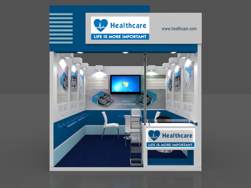 Exhibition Booth 3D Model - 3x3 mtr by piyushp78 | 3DOcean