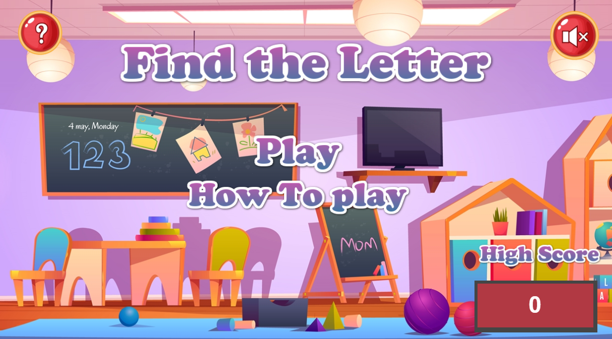 Find The Letter for kids - Educational Game - HTML5 (.Capx) by RichGames