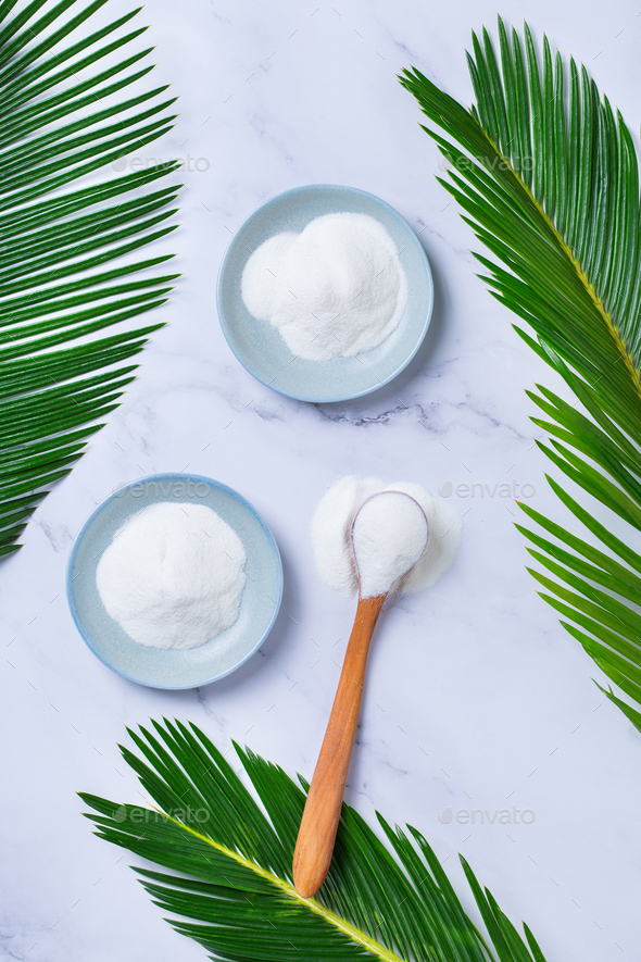 Collagen powder, skincare healthcare anti-aging beauty concept Stock ...