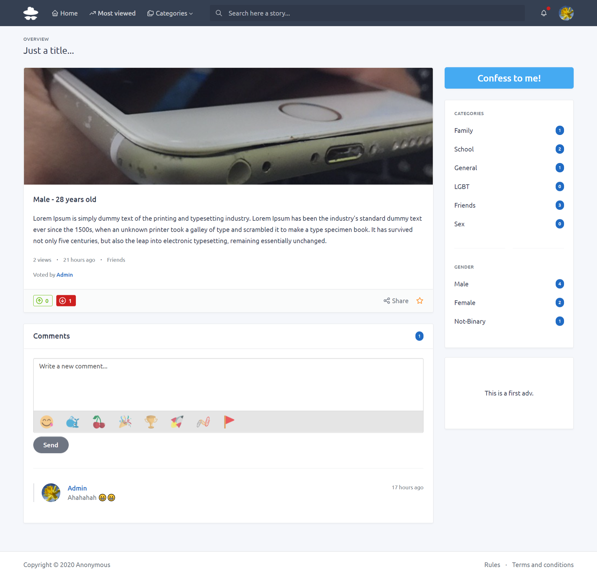 Anonymous - Secret Confessions by LabNetwork | CodeCanyon