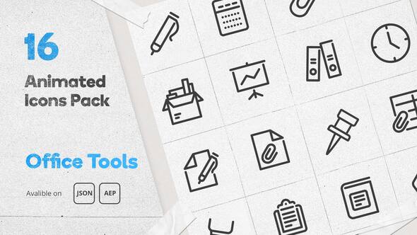 Office Tools Animated Icons Pack - Lottie Json Animation SVG, After ...