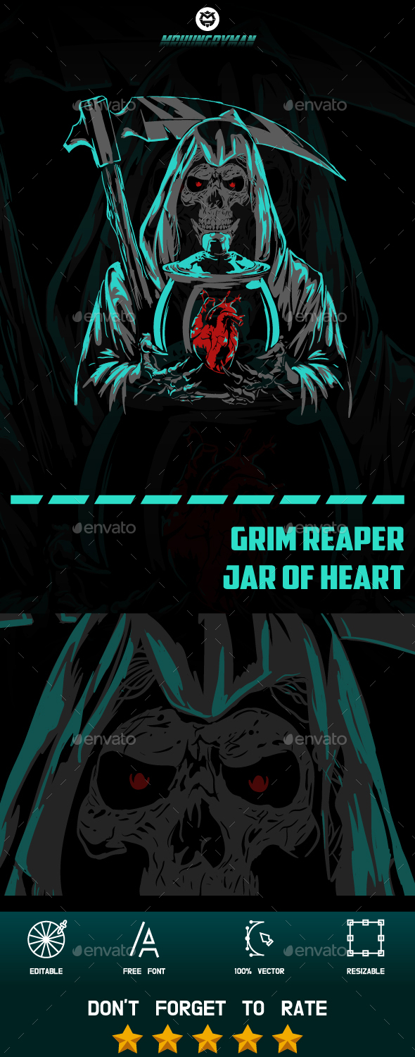 Grim Reaper With a Jar of Heart, Vectors | GraphicRiver