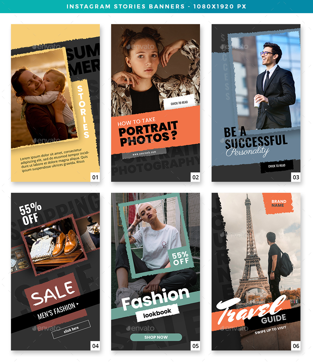 50 Instagram Stories Banners, Web Elements | GraphicRiver