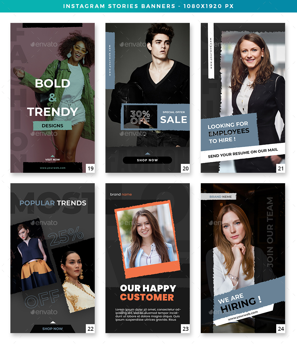 50 Instagram Stories Banners, Web Elements | GraphicRiver