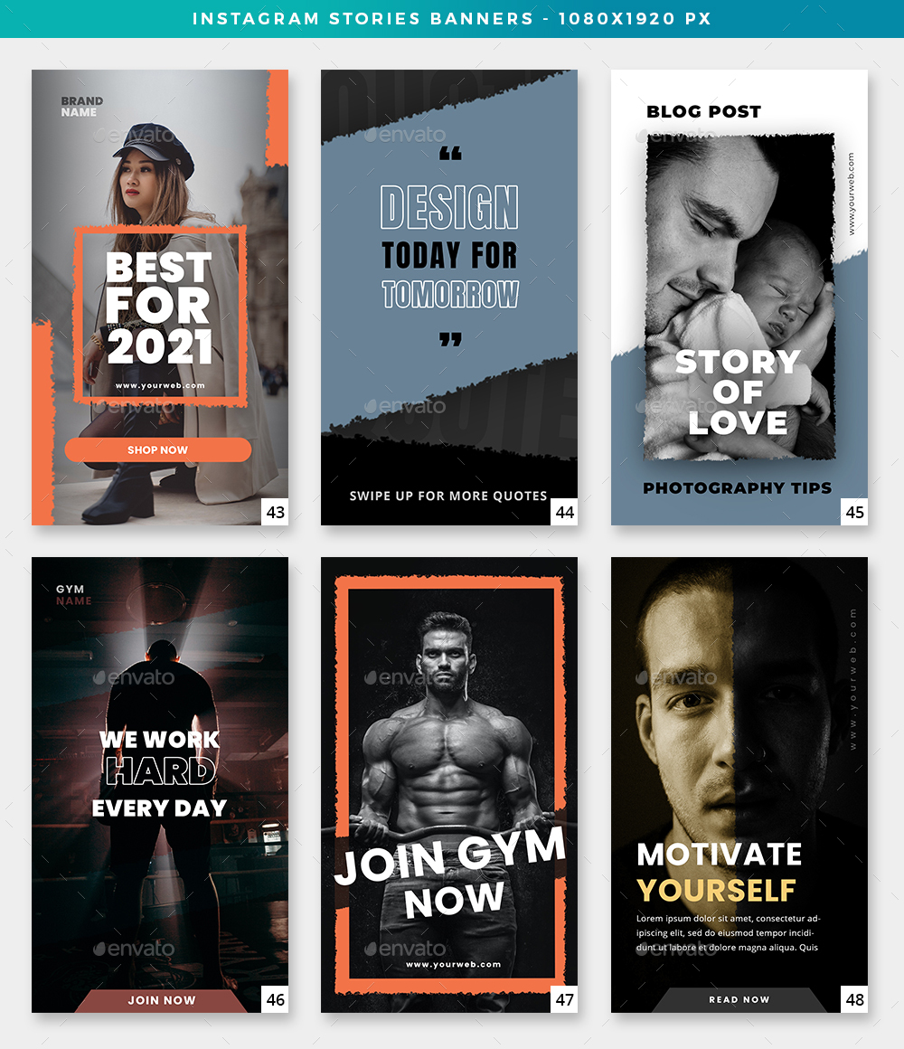 50 Instagram Stories Banners, Web Elements | GraphicRiver