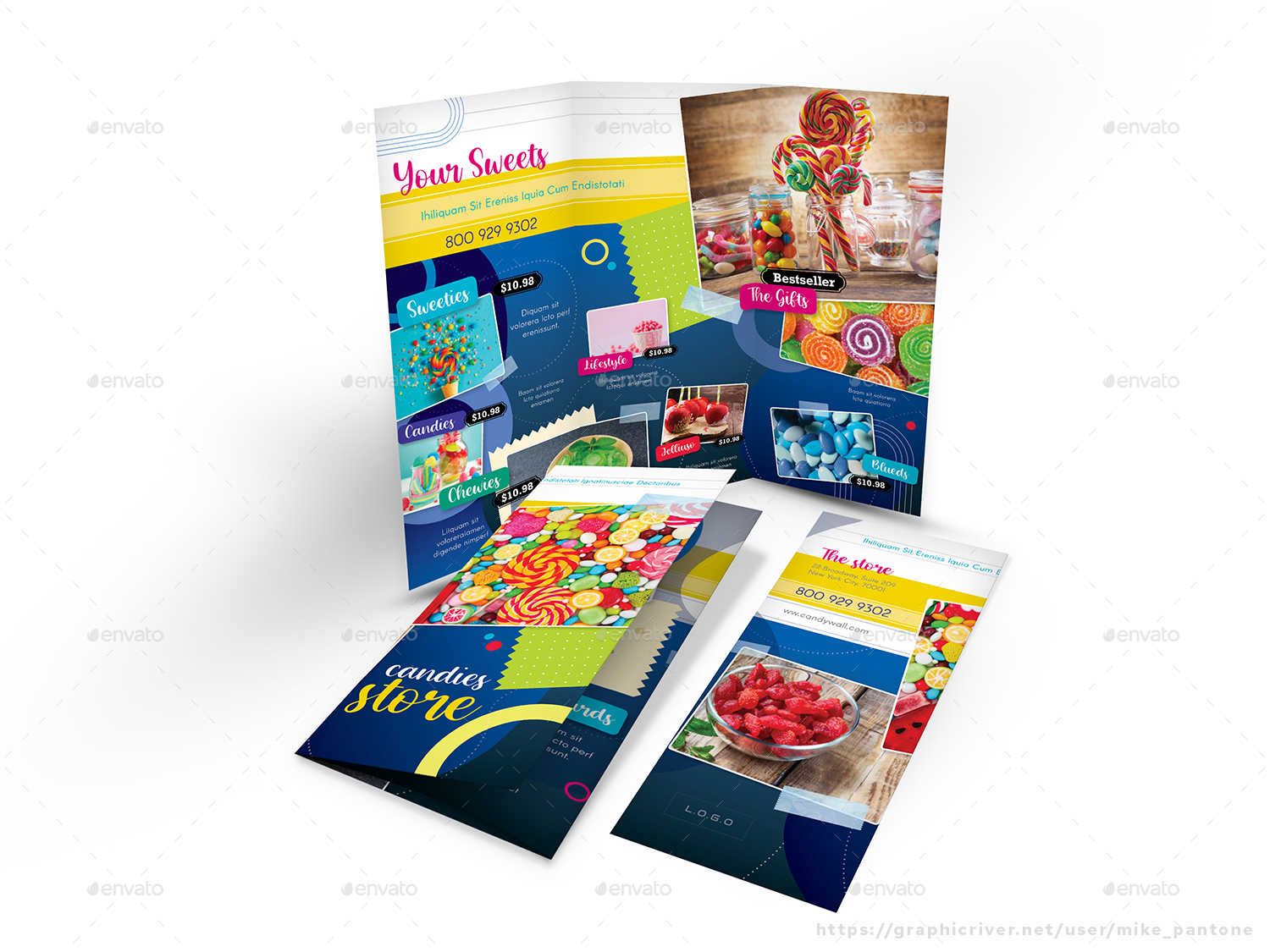 Candies Store Trifold Brochure, Print Templates | GraphicRiver