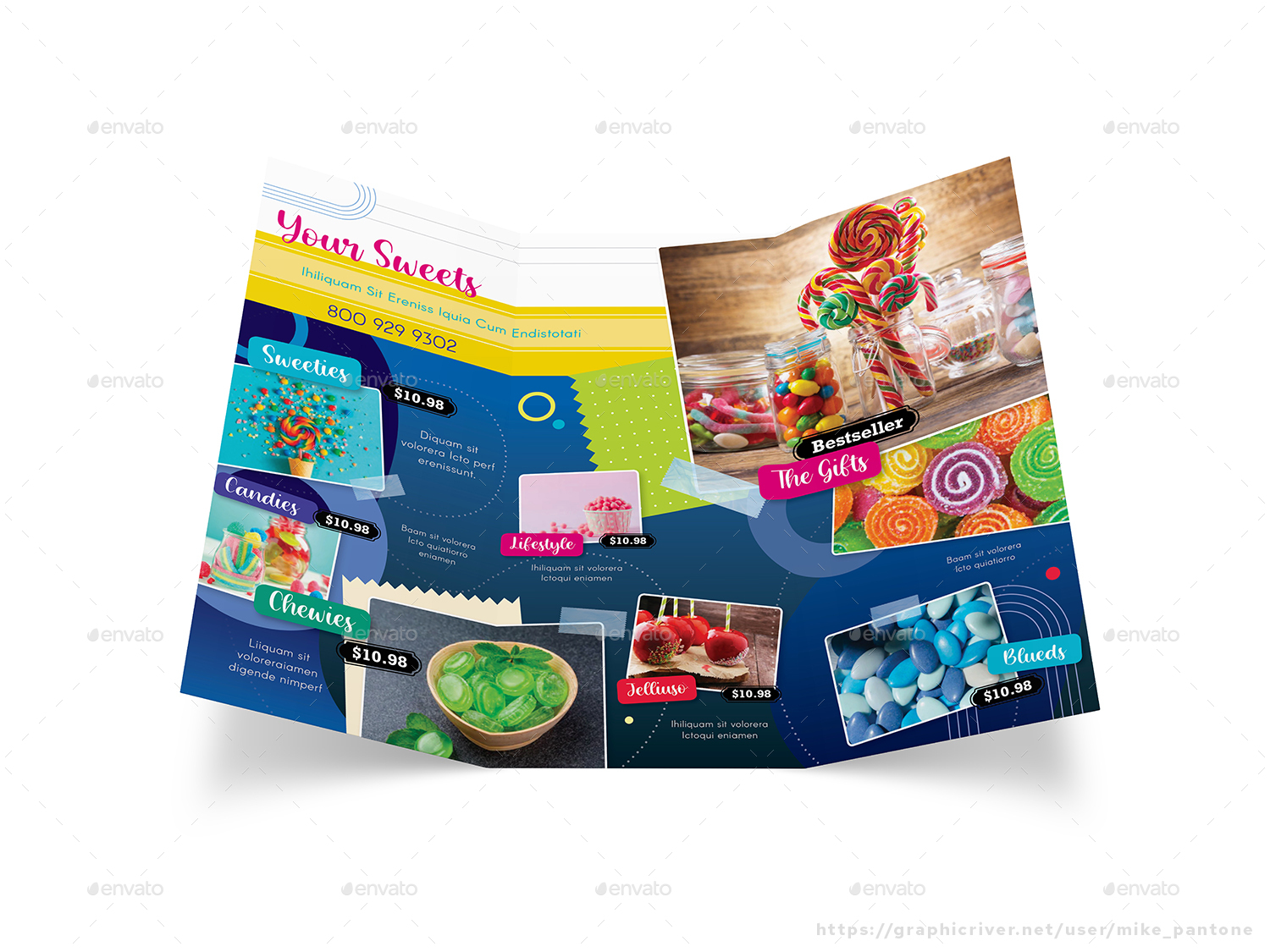 Candies Store Trifold Brochure, Print Templates | GraphicRiver