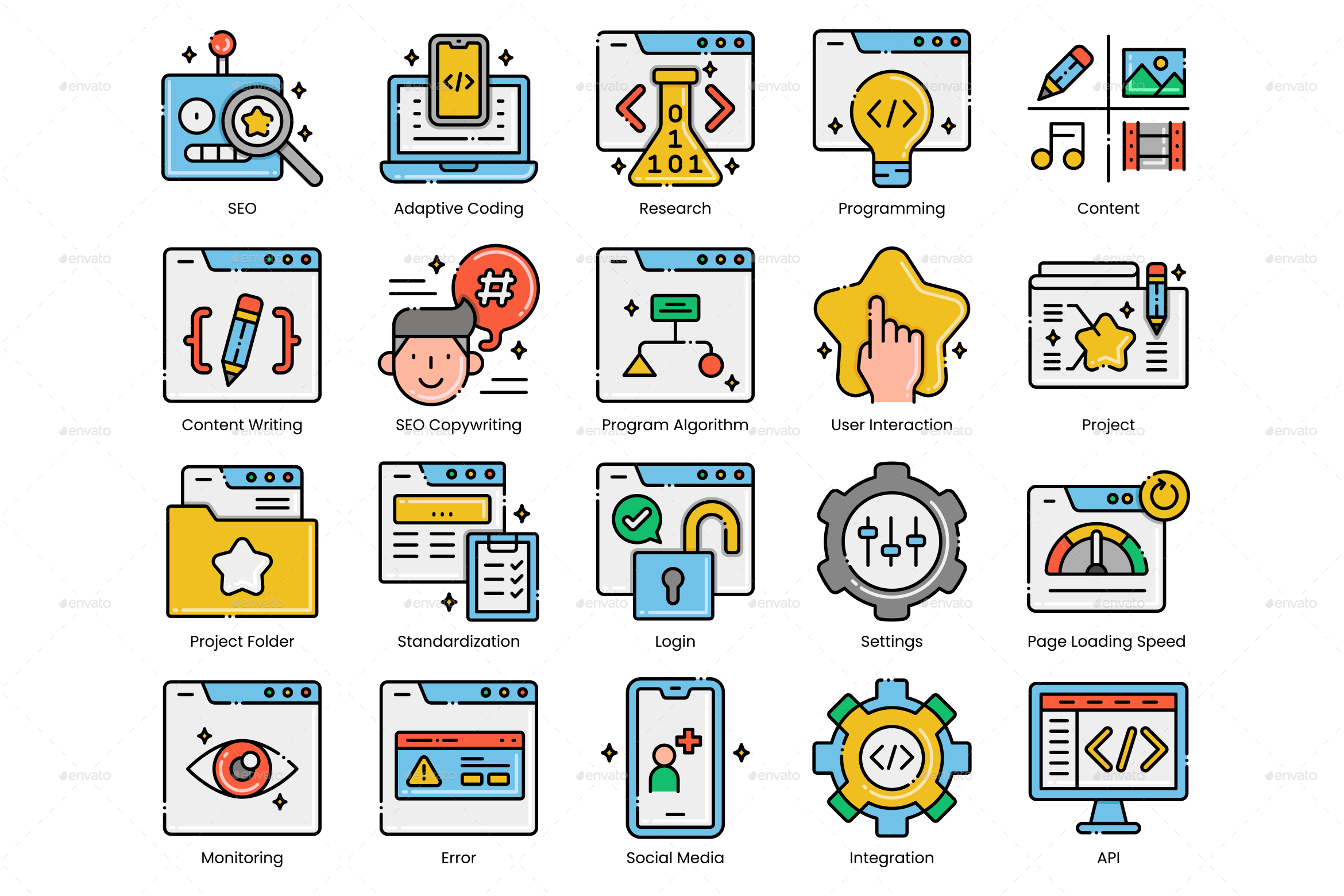 90 Web Development Icons, Icons | GraphicRiver