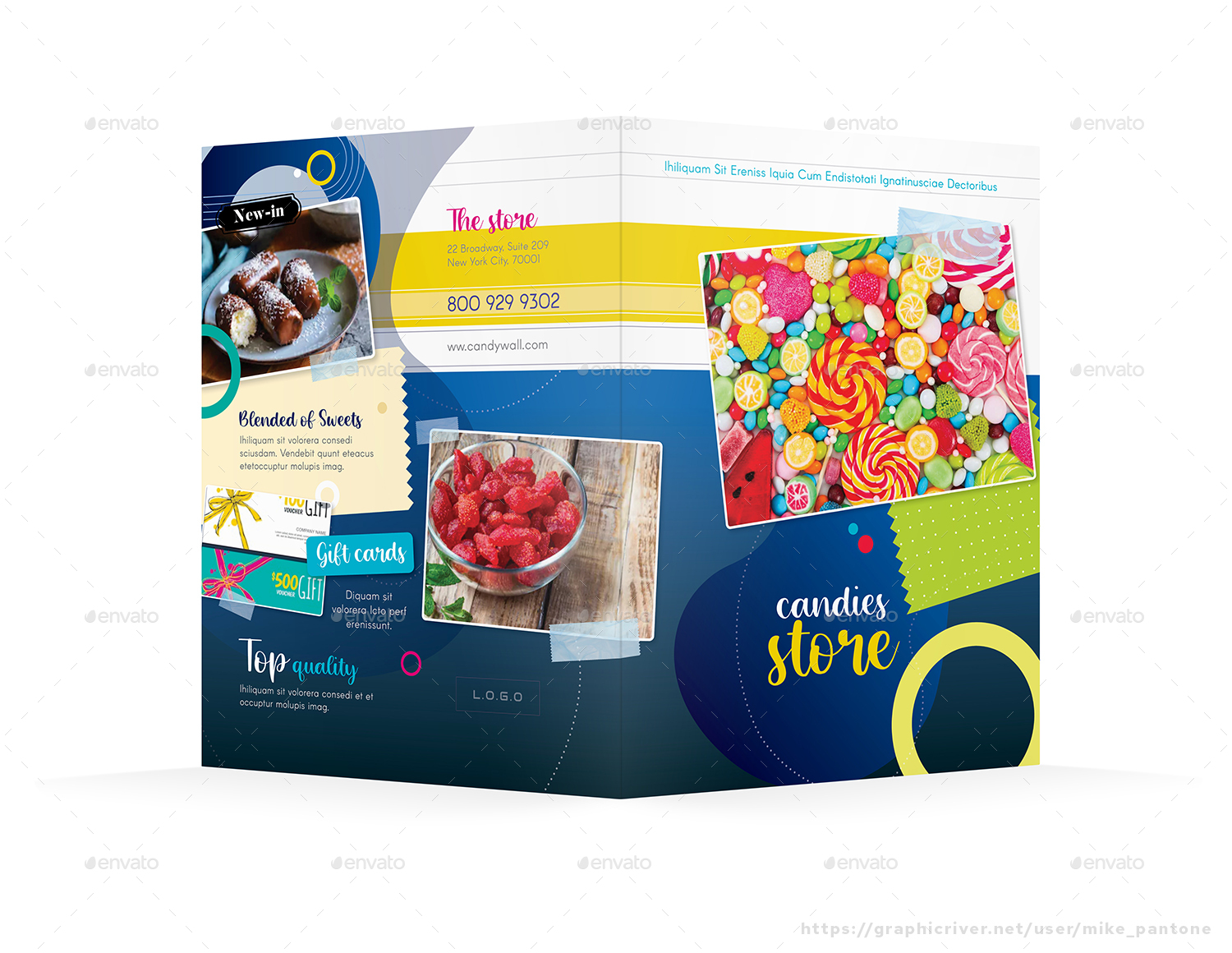 Candies Store Bifold Brochure by Mike_pantone | GraphicRiver