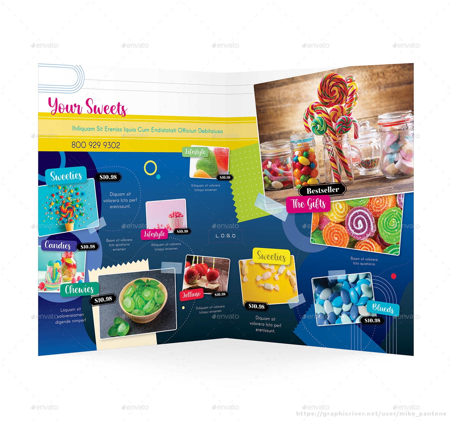 Candies Store Bifold Brochure by Mike_pantone | GraphicRiver