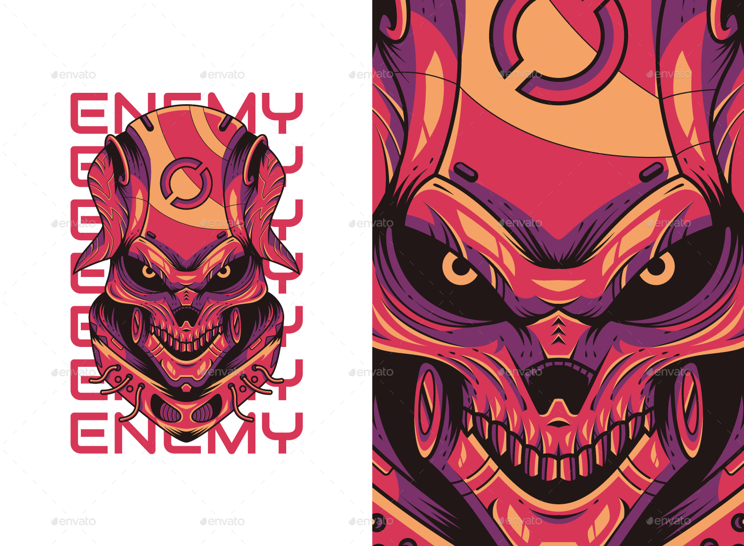 Skull Enemy T-Shirt Design, T-Shirts | GraphicRiver