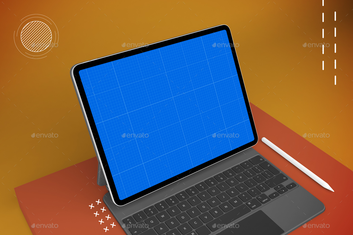 Abstract iPad Pro & Magic Keyboard Mockup, Graphics | GraphicRiver