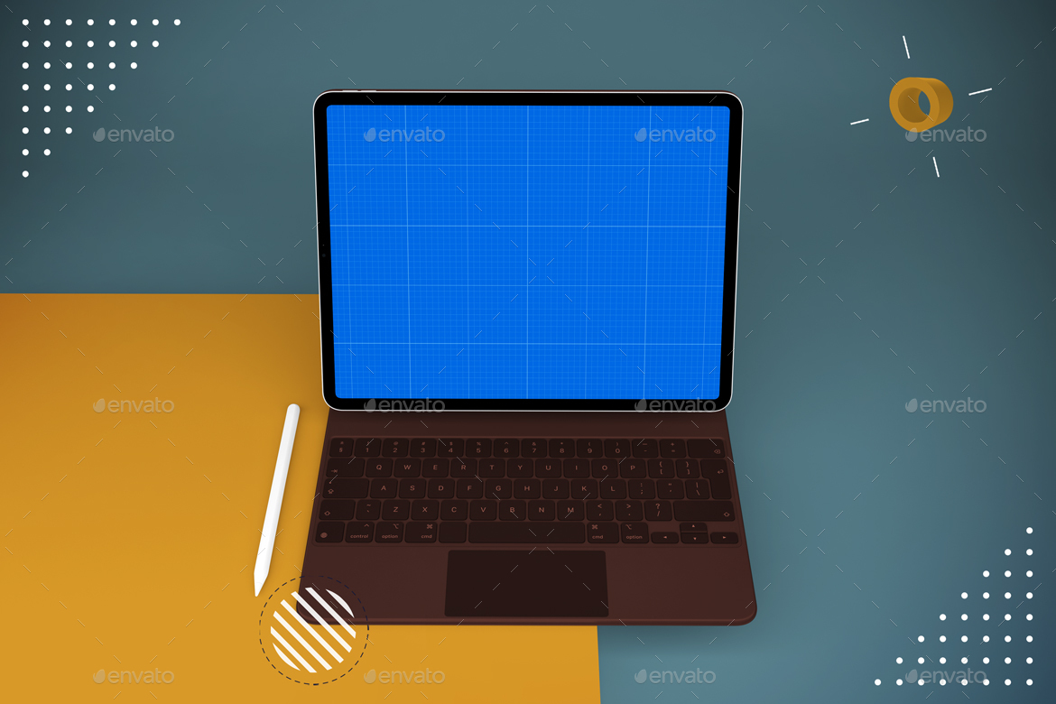 Abstract iPad Pro & Magic Keyboard Mockup, Graphics | GraphicRiver