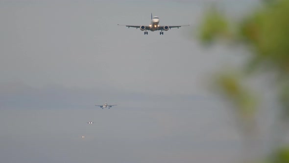 Airplanes Lined Up for Landing, Stock Footage | VideoHive