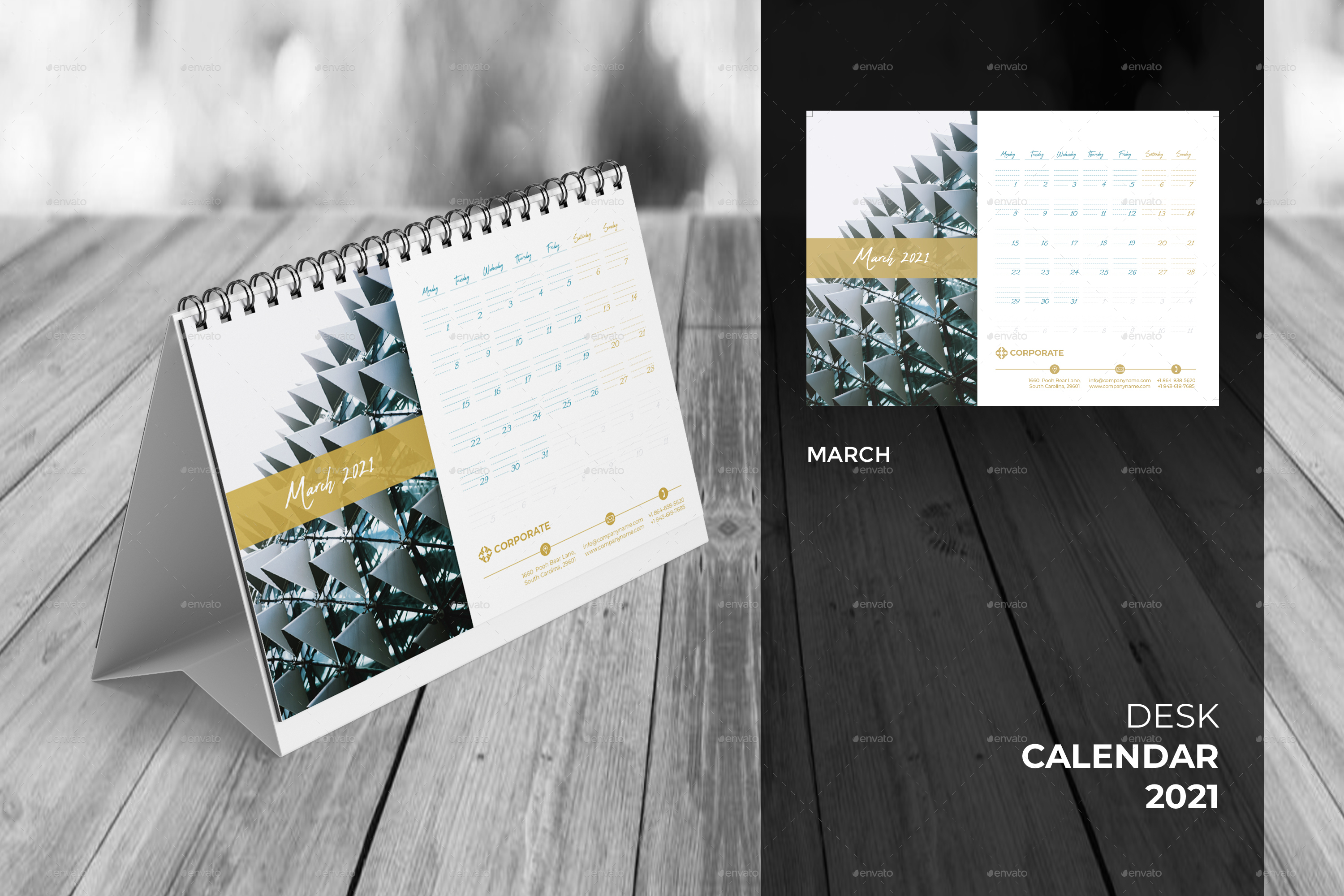 Desk Calendar 2021 by mirucreative | GraphicRiver