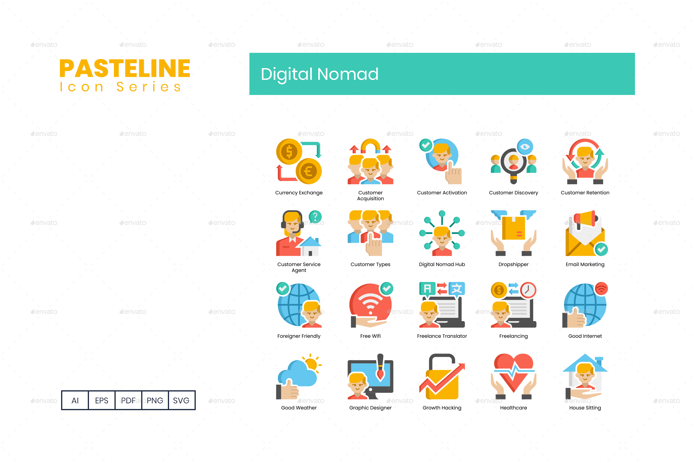 85 Digital Nomad Icons by Krafted | GraphicRiver