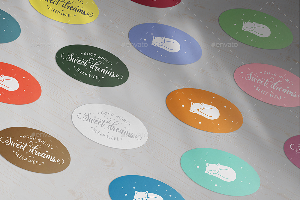 Ellipse Cards / Stickers Mock-Ups Vol.1, Graphics | GraphicRiver