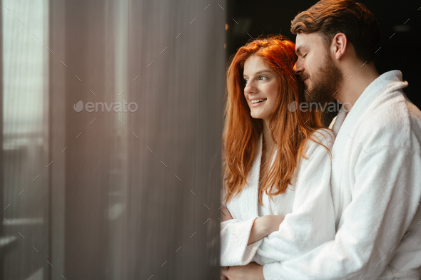 Couple enjoying wellness weekend and serene moments together - Stock ...