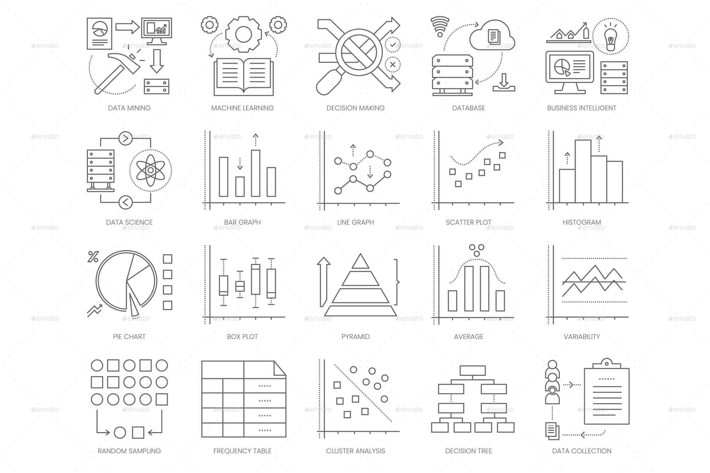 73 Data Analytics Line Icons, Icons | GraphicRiver