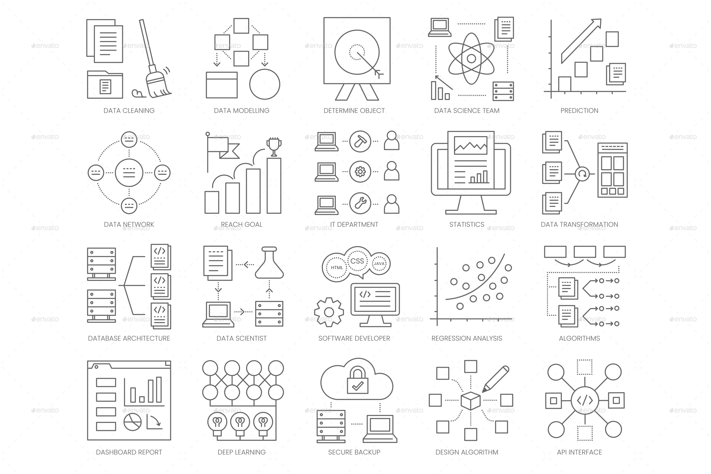 73 Data Analytics Line Icons, Icons | GraphicRiver