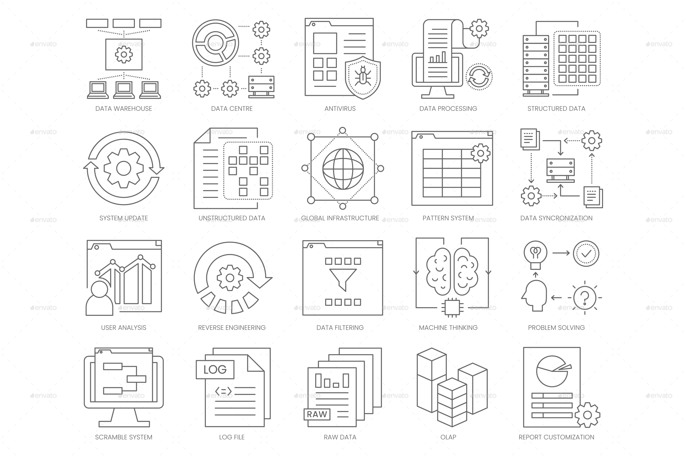 73 Data Analytics Line Icons, Icons | GraphicRiver