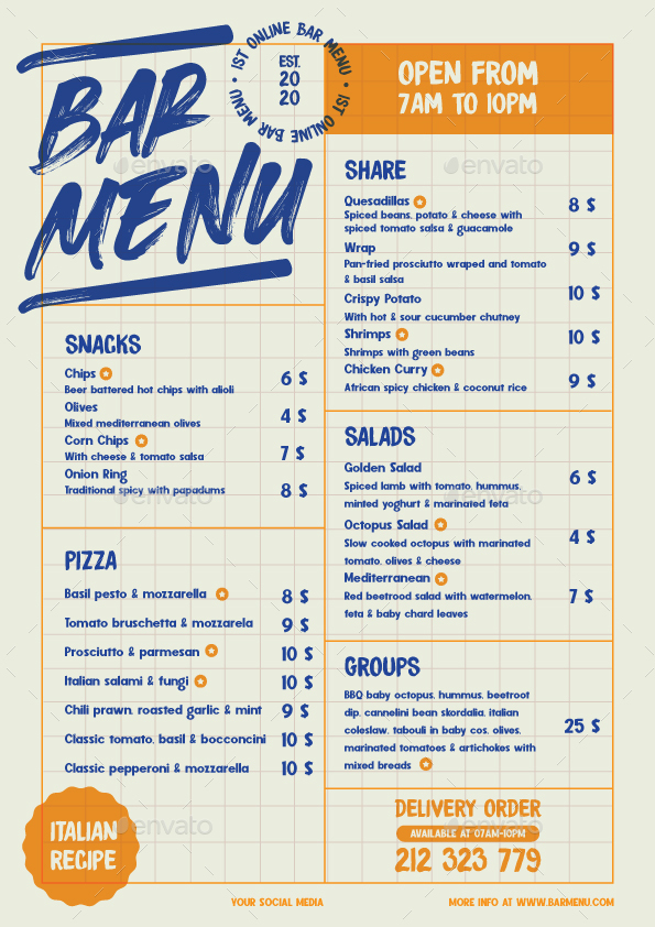 Hipster Bar Menu, Print Templates | GraphicRiver