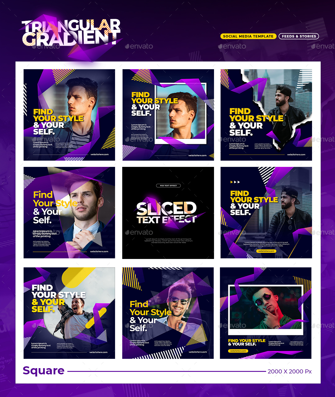 Triangular Gradient Social Media Template by ferdibtk | GraphicRiver