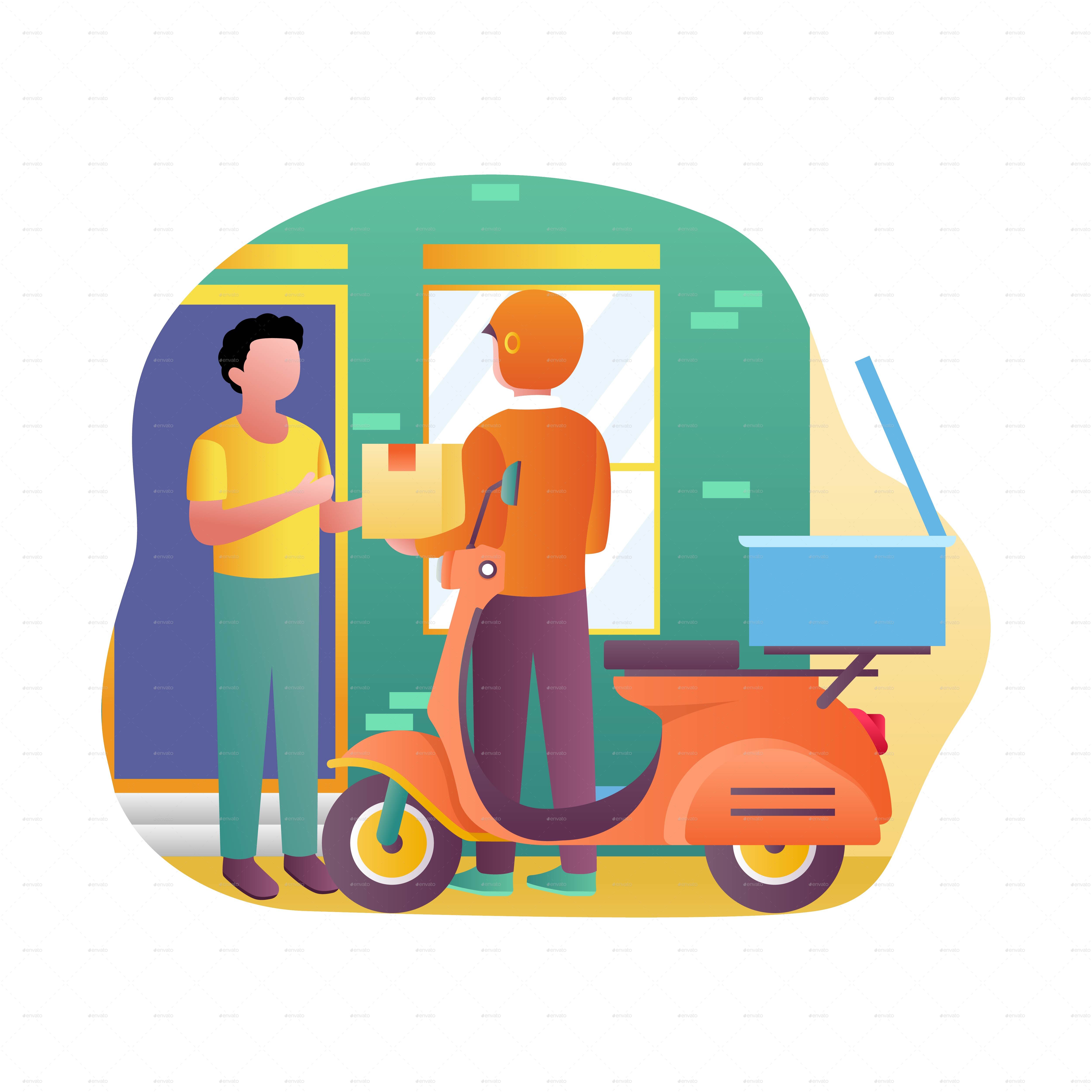 Delivery Order Flat Illustration, Vectors | GraphicRiver