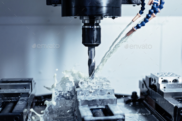 CNC milling machine with cutting fluid Stock Photo by patruflo | PhotoDune