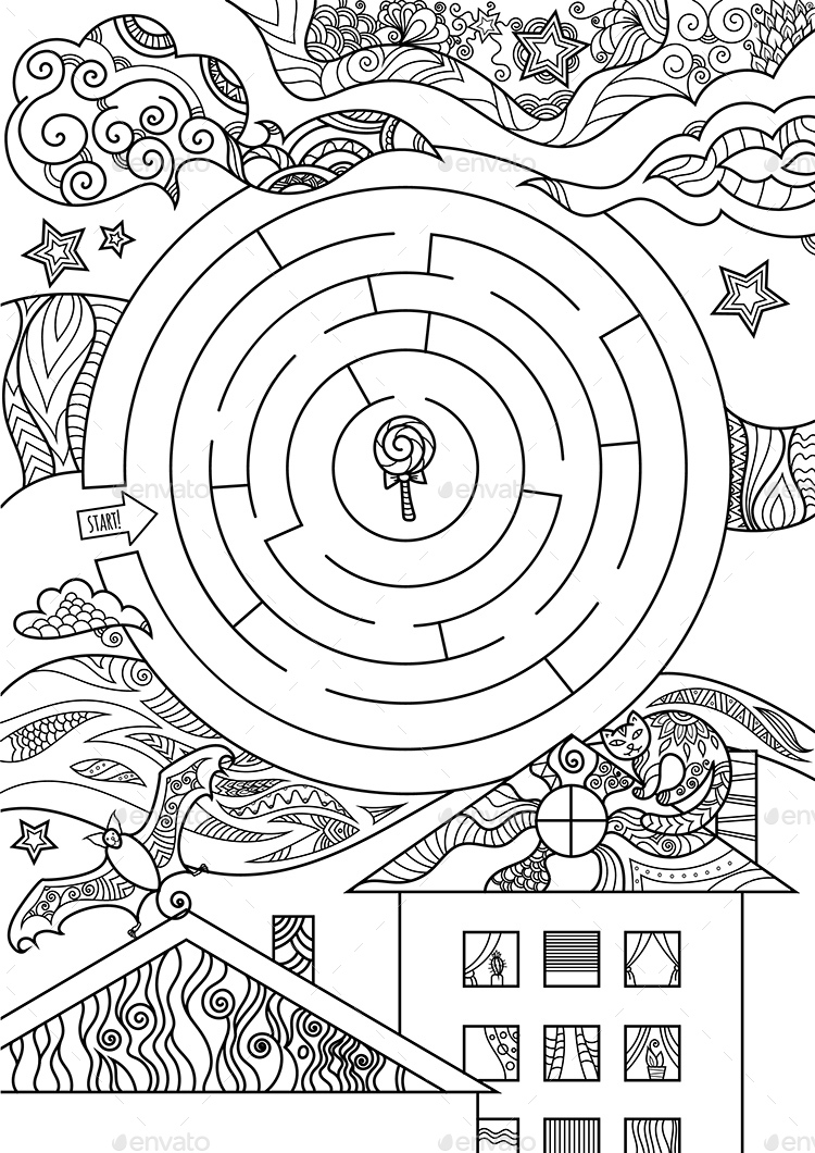 8 Zentangle Inspired Halloween Vector Activity Pages with Colorings and ...