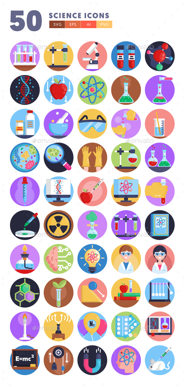 50 Science Icons, Icons | GraphicRiver