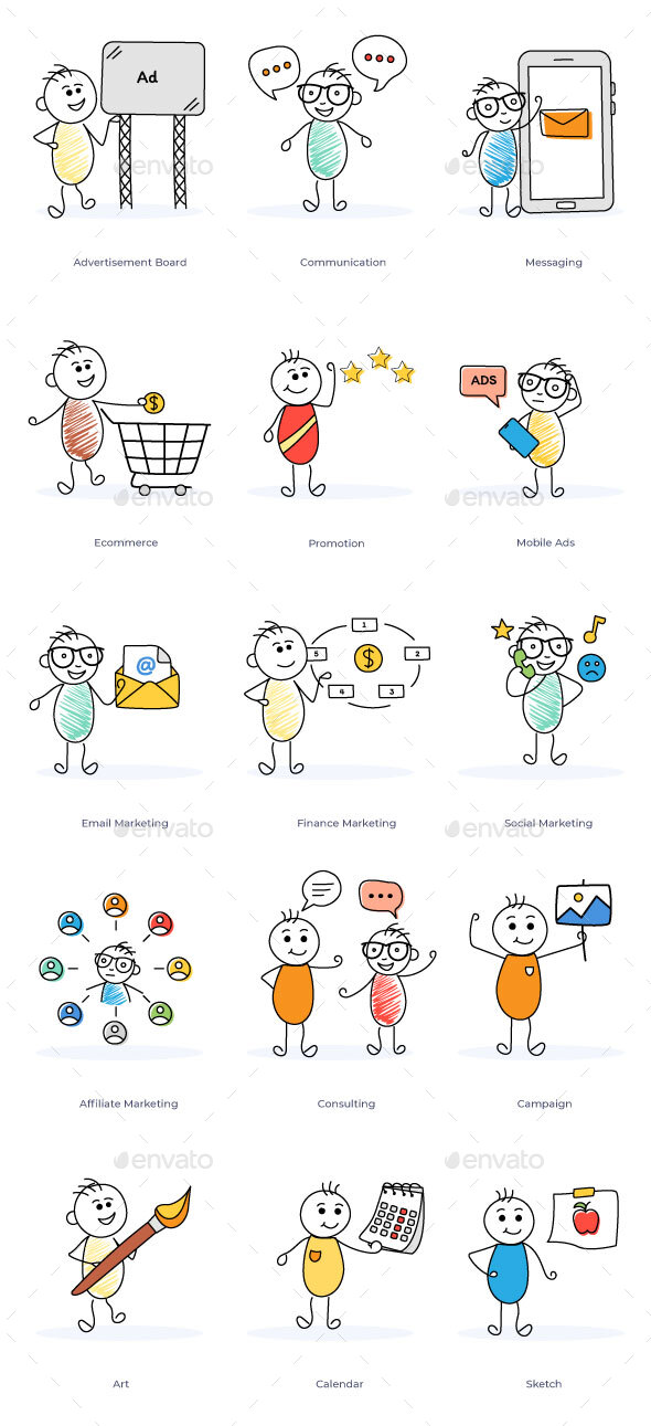 120 Stick Figure Activities Vectors, Vectors | GraphicRiver