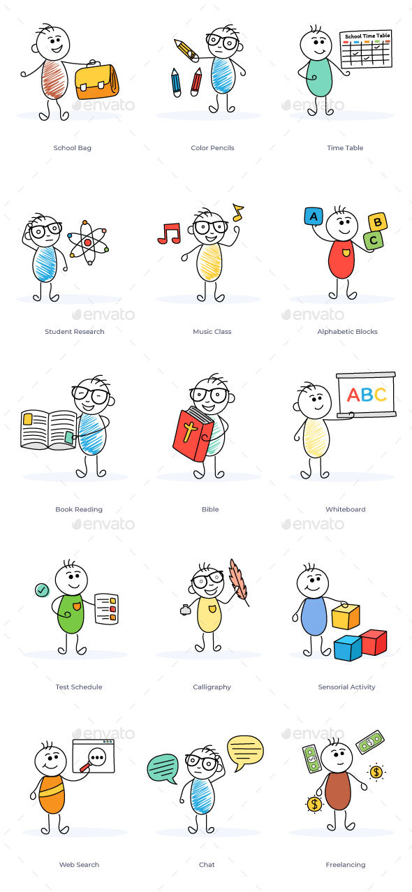 120 Stick Figure Activities Vectors, Vectors | GraphicRiver