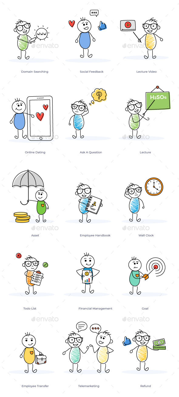 120 Stick Figure Activities Vectors, Vectors | GraphicRiver