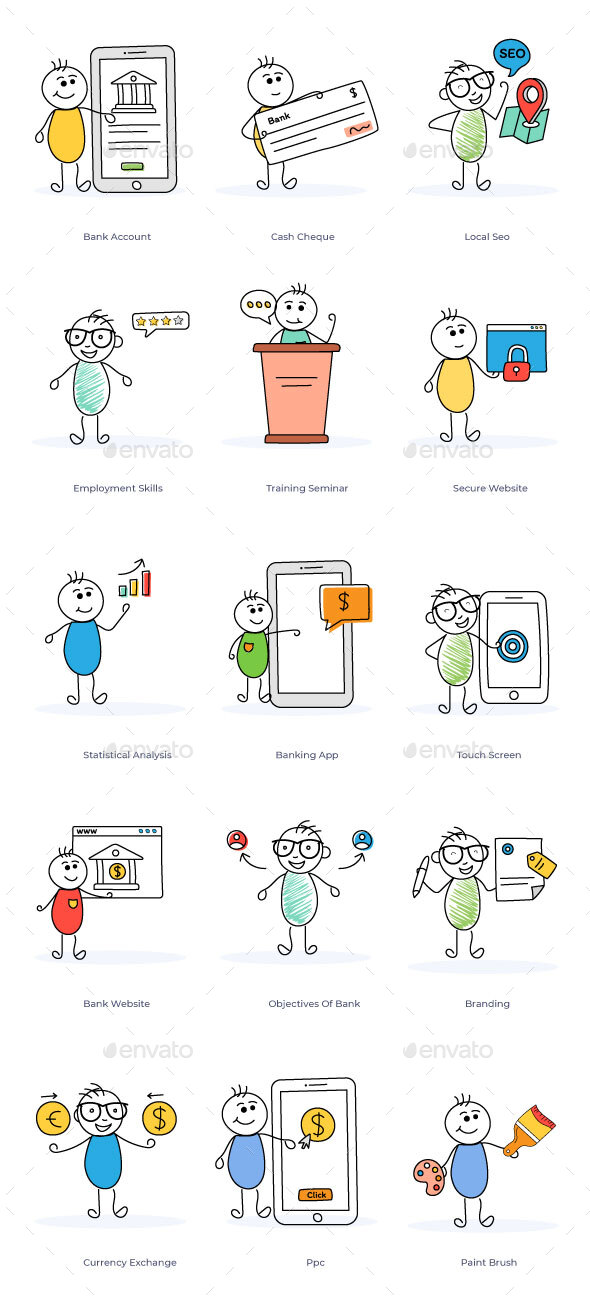 120 Stick Figure Activities Vectors, Vectors | GraphicRiver