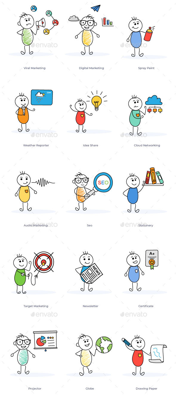 120 Stick Figure Activities Vectors, Vectors | GraphicRiver