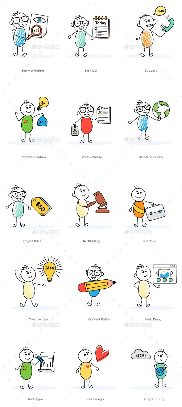 120 Stick Figure Activities Vectors, Vectors | GraphicRiver