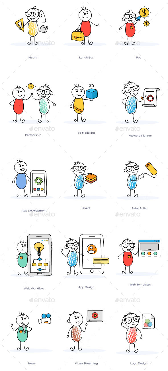 120 Stick Figure Activities Vectors, Vectors | GraphicRiver