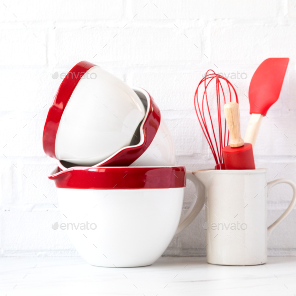 Kitchen utensils,tools.Interior, modern kitchen space in bright colors ...