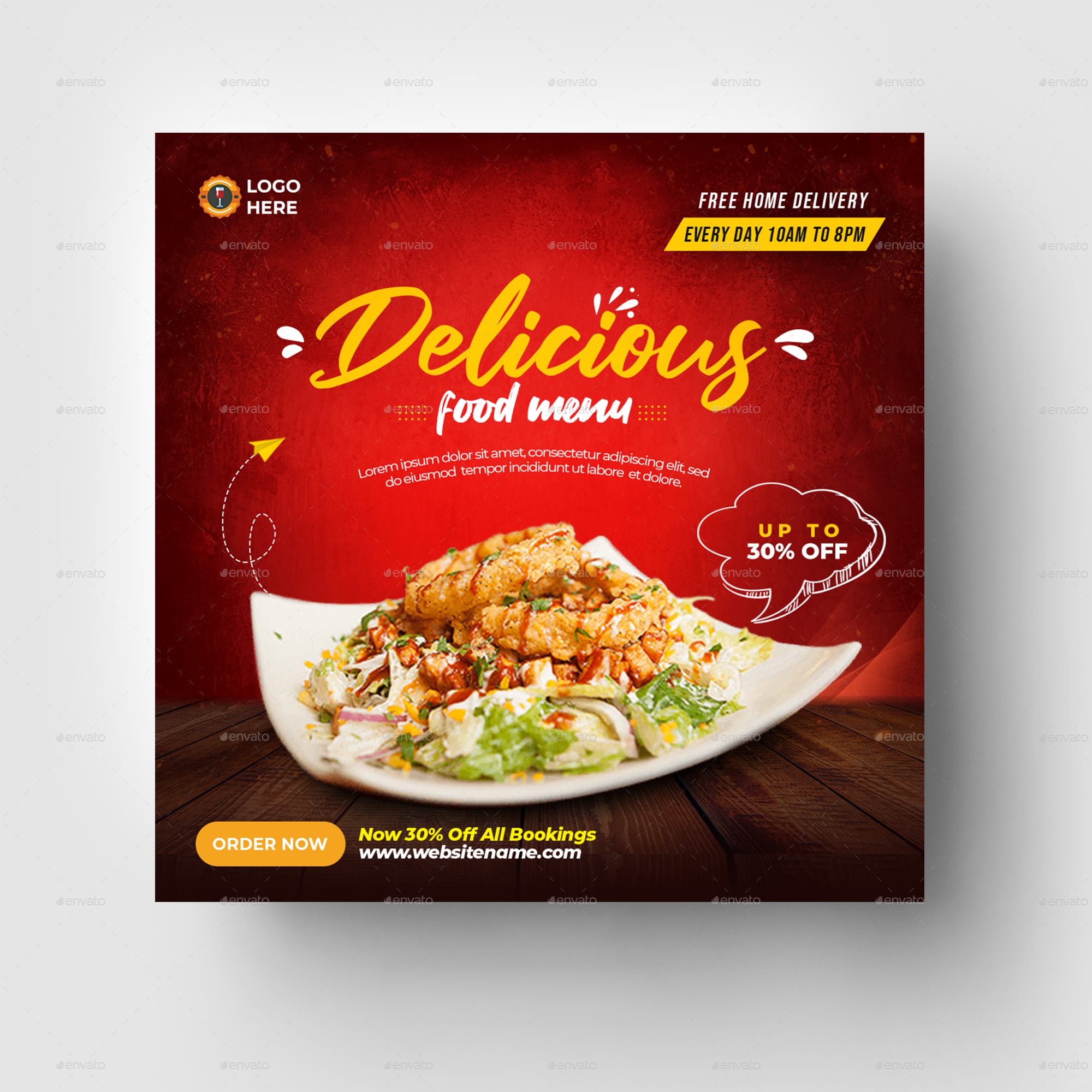 Food Menu Social Media Template, Web Elements | GraphicRiver